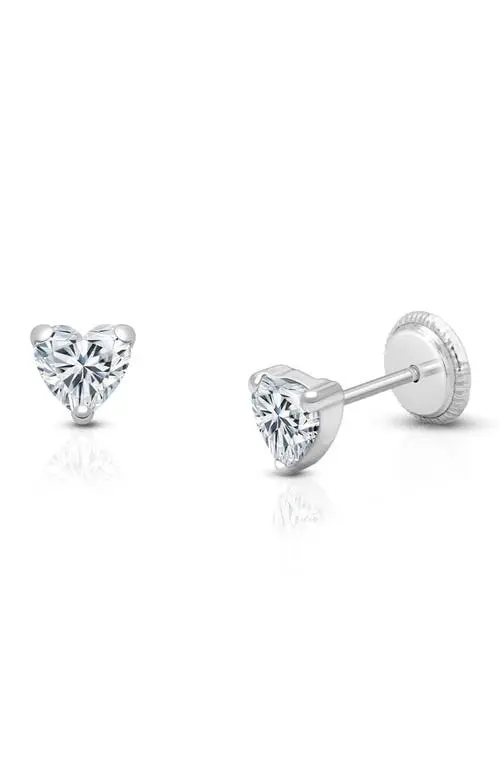 TINY BLESSINGS 14k Gold Heart Stud Earrings - 14k White Gold