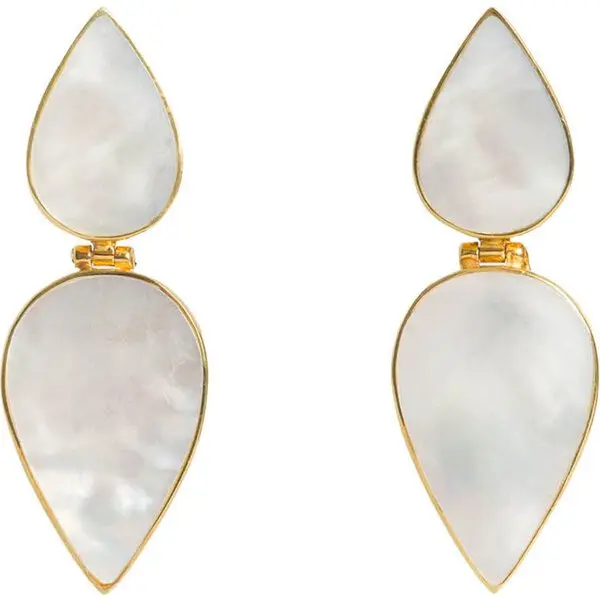FREYA ROSE Warrioress Mother Of Pearl Earrings - Pear Drop