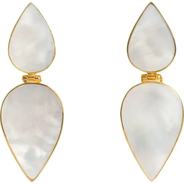 FREYA ROSE Warrioress Mother Of Pearl Earrings - Pear Drop