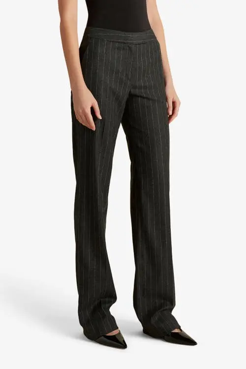 Marina Moscone Wool Pinstripe Tailored Trousers
