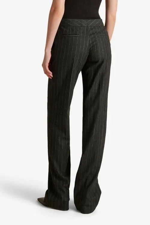 Marina Moscone Wool Pinstripe Tailored Trousers