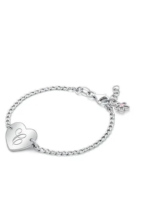 TINY BLESSINGS Sterling Silver Heart Id Bracelet With Engraved Initial - Silver - C