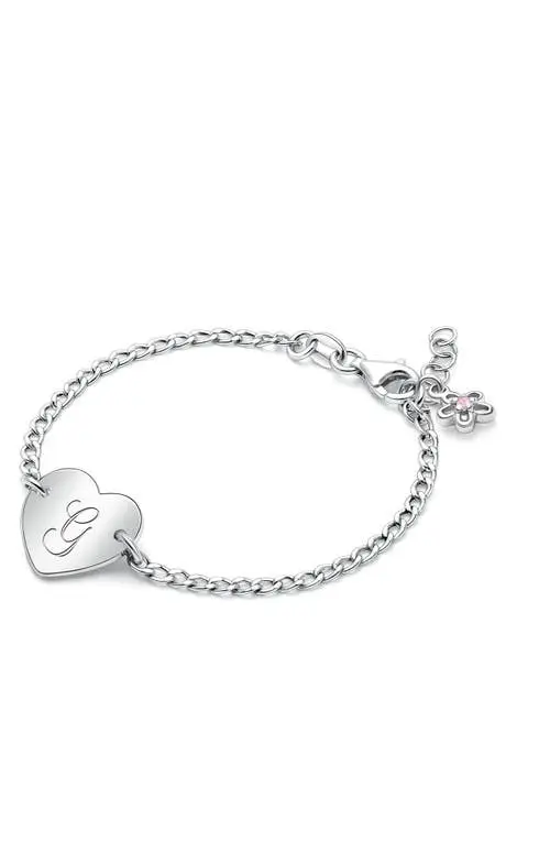 TINY BLESSINGS Sterling Silver Heart Id Bracelet With Engraved Initial - Silver - G