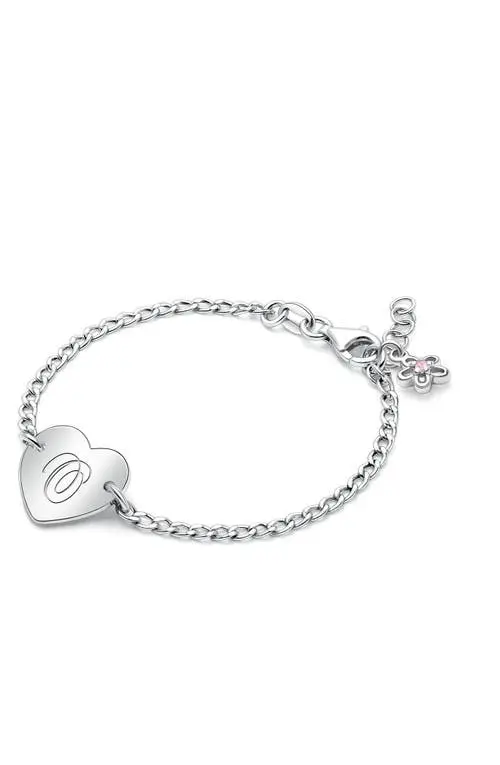 TINY BLESSINGS Sterling Silver Heart Id Bracelet With Engraved Initial - Silver - O