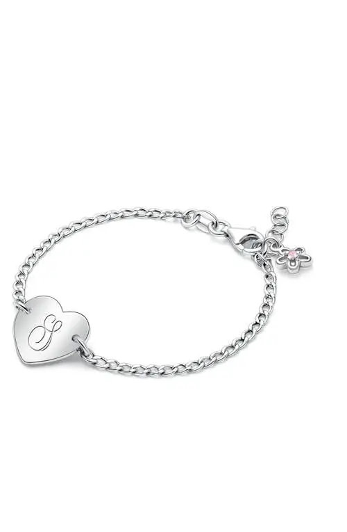 TINY BLESSINGS Sterling Silver Heart Id Bracelet With Engraved Initial - Silver - S