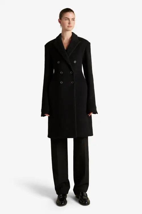 Marina Moscone Wool Basque Tailored Overcoat