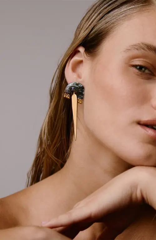 FREYA ROSE Gold Plated Brass And Paua Shell Drop Earrings - Maya