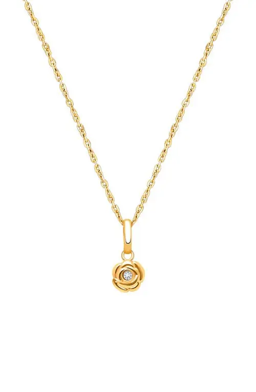TINY BLESSINGS 14k Gold Rose Necklace With Cz Center - 14k Yellow Gold