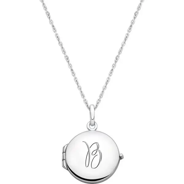 TINY BLESSINGS Sterling Silver Round Locket & Engraved Initial Necklace - Silver - B