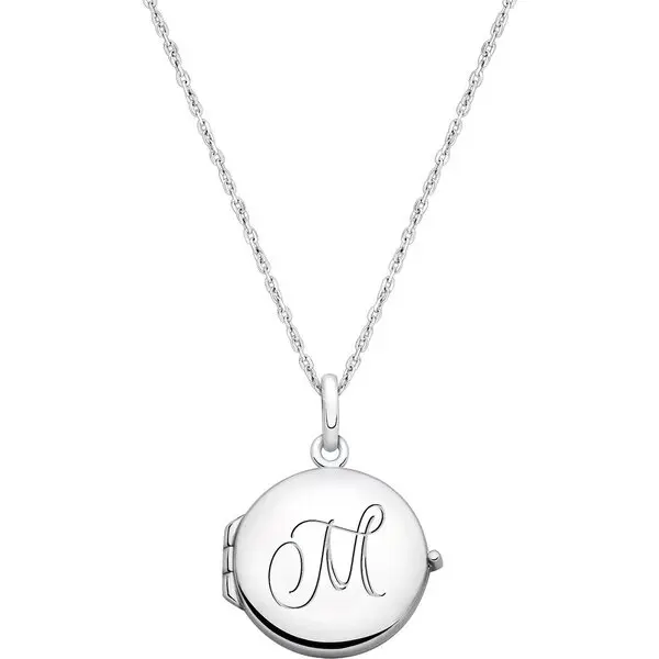 TINY BLESSINGS Sterling Silver Round Locket & Engraved Initial Necklace - Silver - M