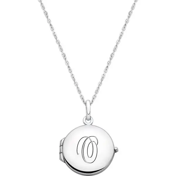 TINY BLESSINGS Sterling Silver Round Locket & Engraved Initial Necklace - Silver - O