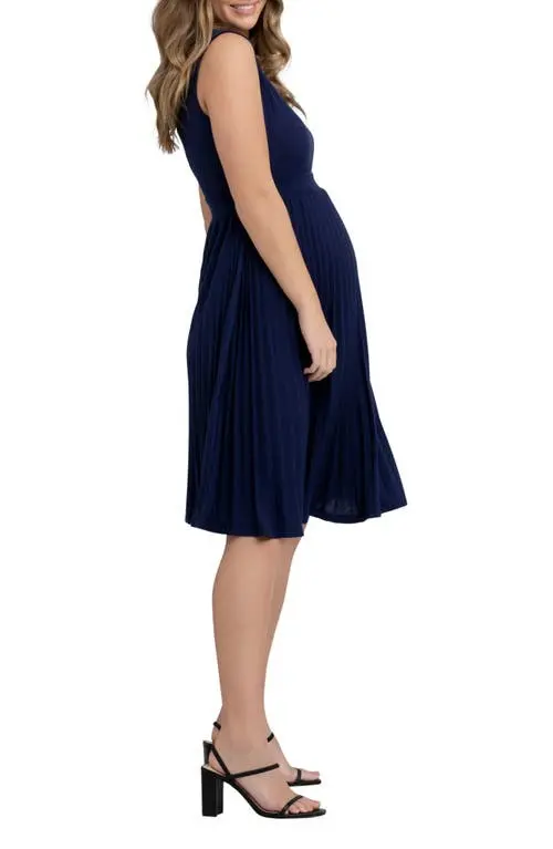 RIPE MATERNITY Knife Pleat A-line Maternity Dress - Blueprint