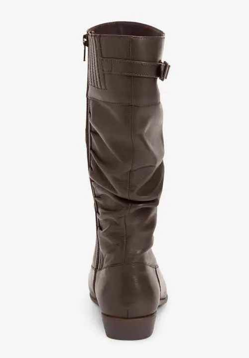 COMFORTVIEW The Monica Wide Calf Leather Boot - Brown
