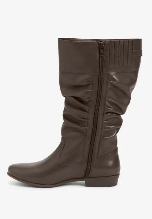COMFORTVIEW The Monica Wide Calf Leather Boot - Brown