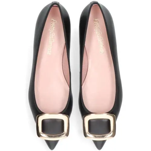 Pretty Ballerinas Pointed-toe Buckle Ballerina Flats