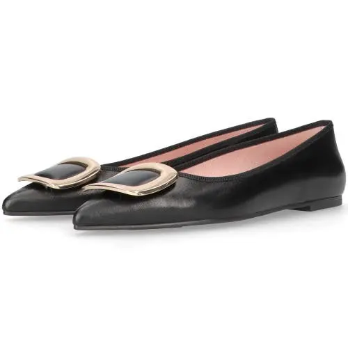 Pretty Ballerinas Pointed-toe Buckle Ballerina Flat - Black