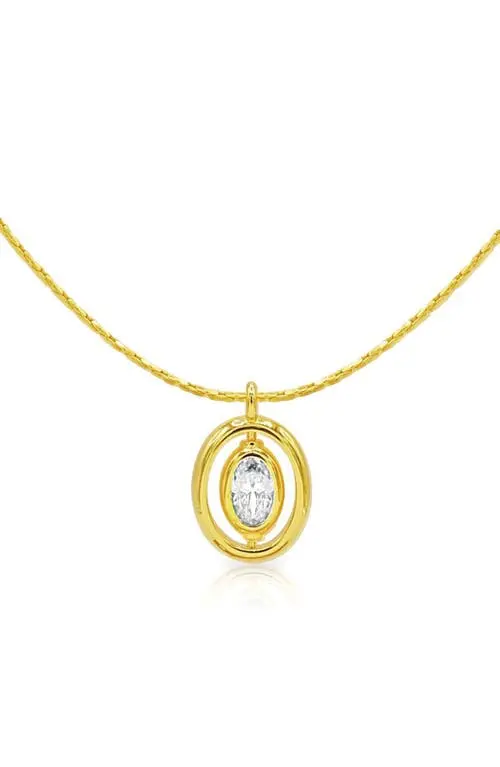 LA MENO Oval Birthstone Pendant Necklace - Gold April