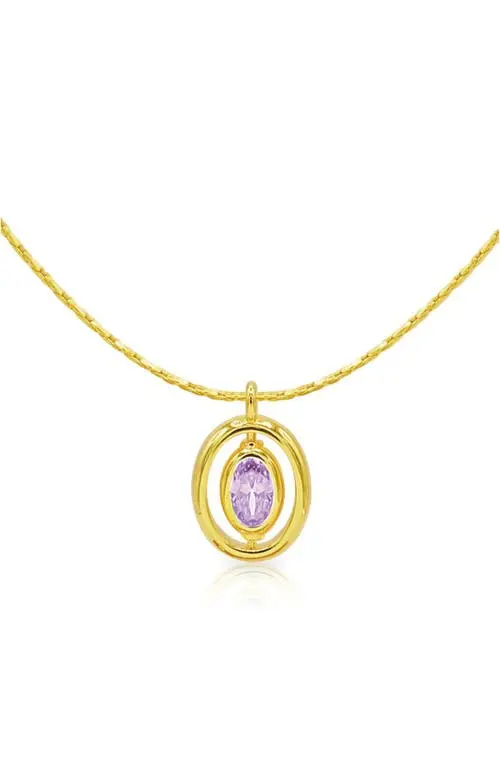 LA MENO Oval Birthstone Pendant Necklace - Gold December