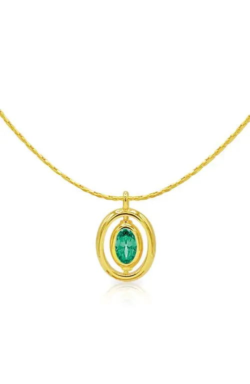 LA MENO Oval Birthstone Pendant Necklace - Gold May