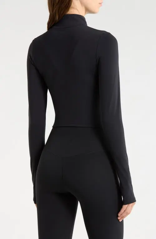 MPG Sculpt Corset Seamed Crop Zip-up Jacket - Black