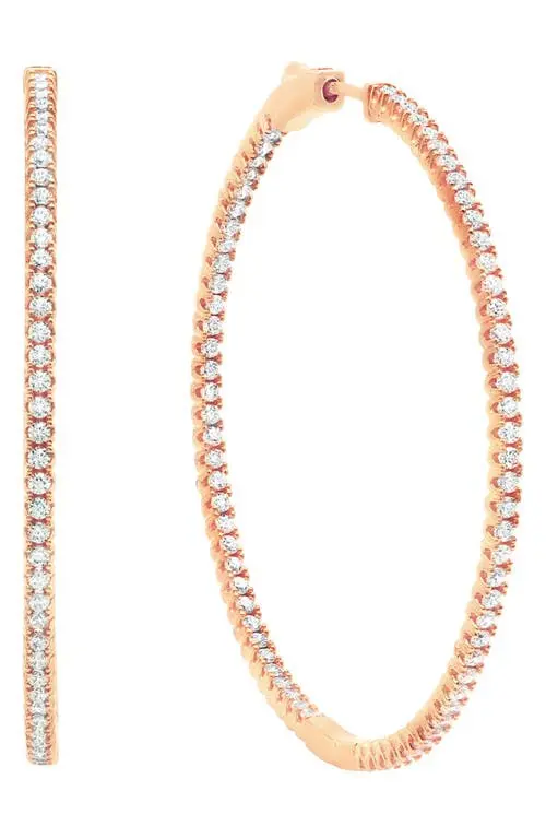 CRISLU Small Pavé Cubic Zirconia Inside Out Hoop Earrings - 18kt Rose Gold/clear Stone