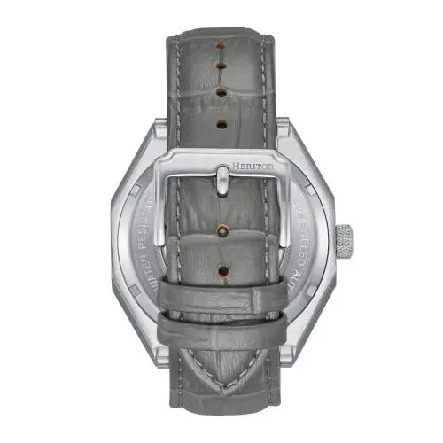 HERITOR AUTOMATIC Stainless Steel And Leather Strap Watch - Grey