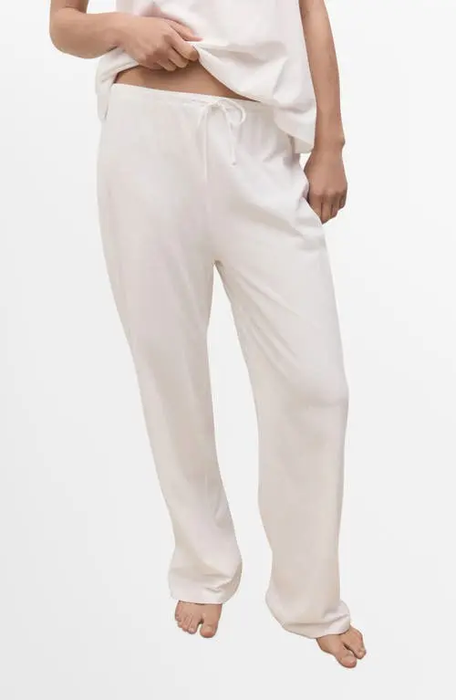 Mango Cotton Pajama Pants - White