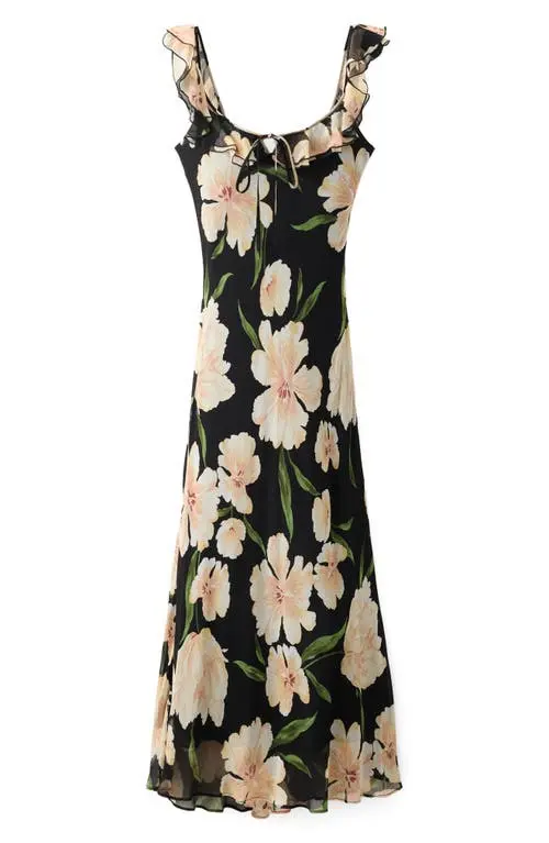 Mango Floral Print Ruffle Dress
