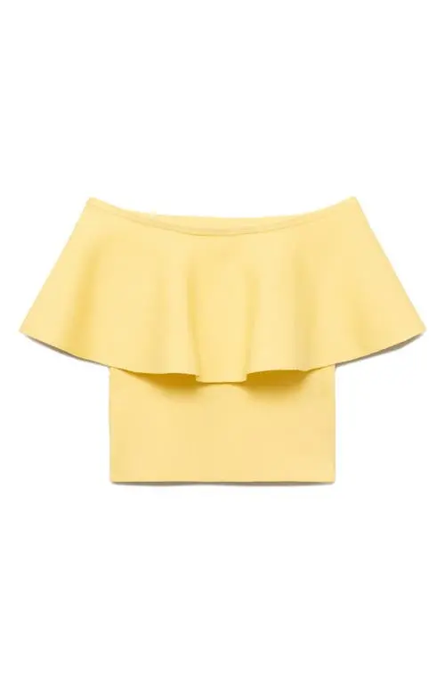Mango Ruffle Strapless Crop Top