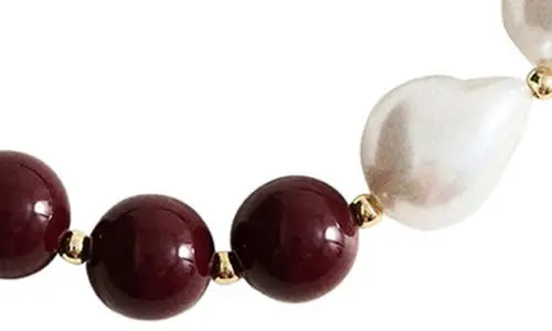 Mango Bead And Faux Pearl Necklace