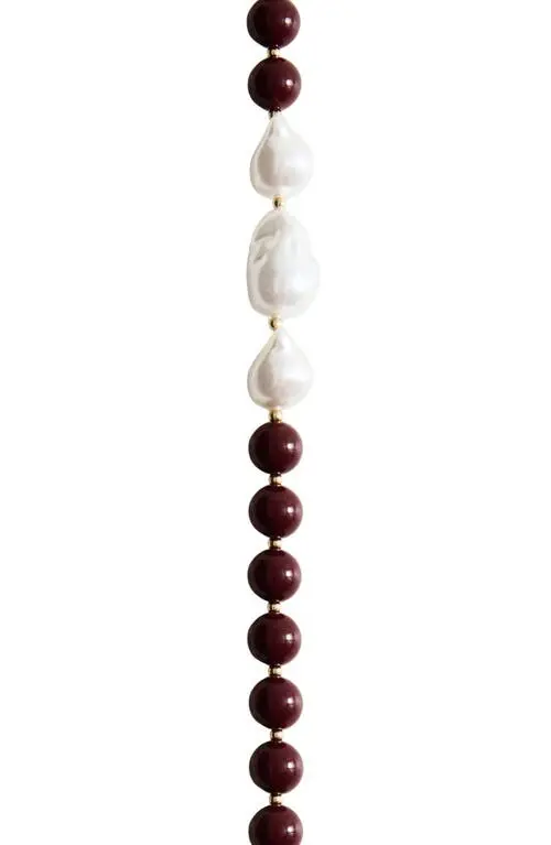 Mango Bead And Faux Pearl Necklace