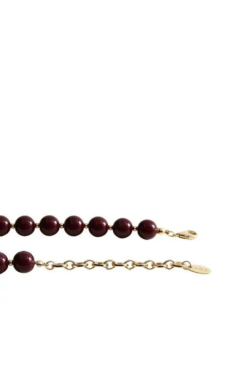 Mango Bead And Faux Pearl Necklace