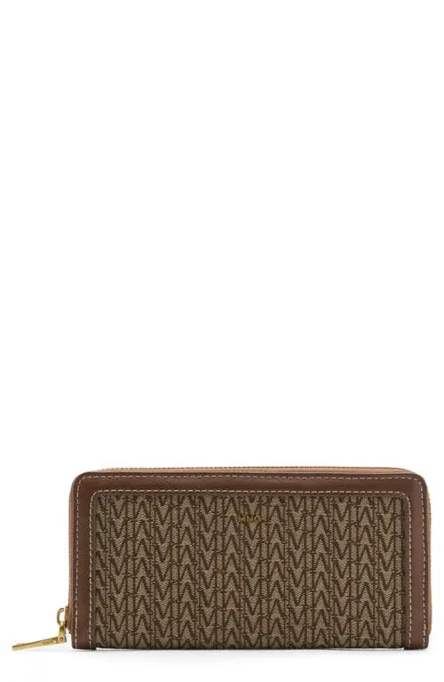 Mango Large Logo Jacquard Zip Wallet - Chocolate