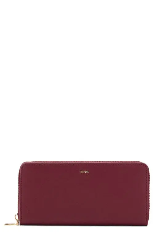 Mango Faux Saffiano Leather Wallet - Burgundy