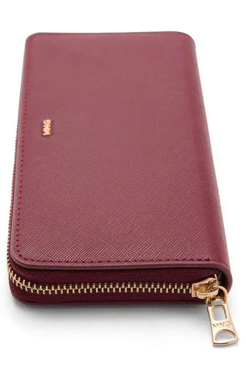 Mango Faux Saffiano Leather Wallet - Burgundy