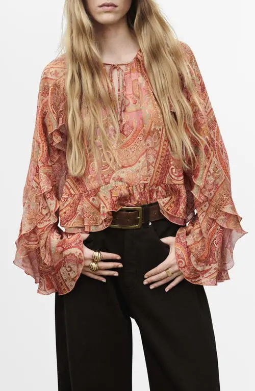 Mango Paisley Print Long Sleeve Shirt