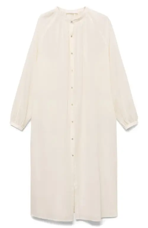 Mango Long Sleeve Cotton Nightgown - Ivory White