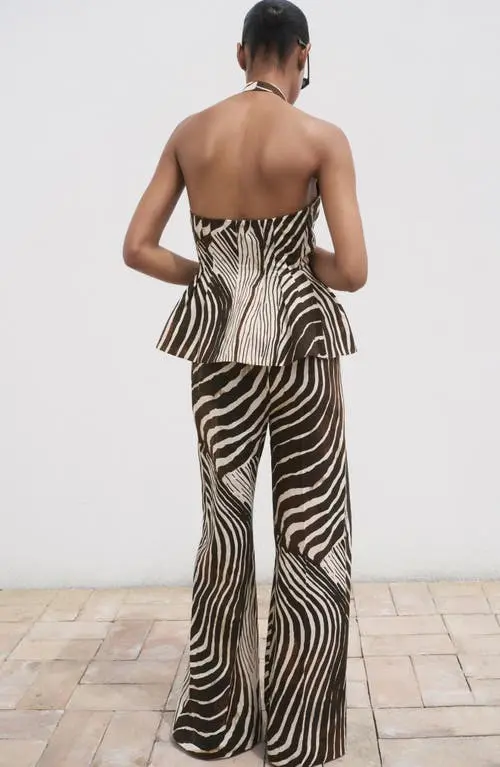 Mango Zebra-print Linen And Cotton Straight-leg Trousers
