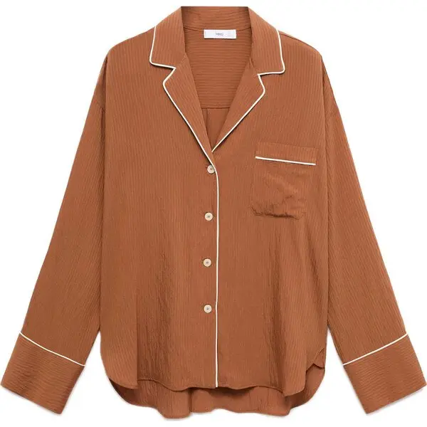 Mango Contrast Piping Oversize Button-up Shirt