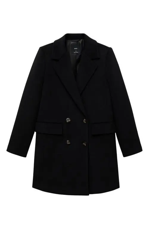 Mango Double-breasted Coat - Black