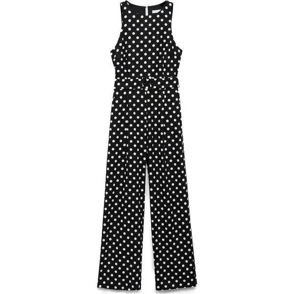 Mango Sleeveless Polka Dot Linen-blend Jumpsuit - Black