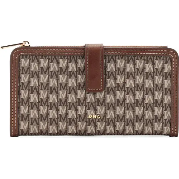 Mango Large Logo Jacquard Wallet - Leather