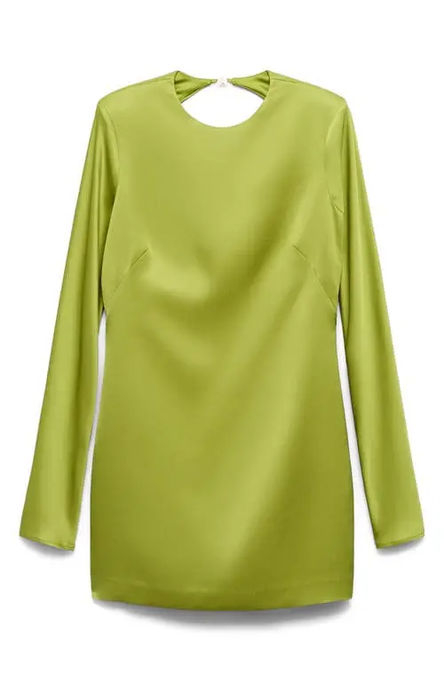 Mango Open Back Long Sleeve Satin Mini Dress In Lime Green - 55% Off |  Editorialist