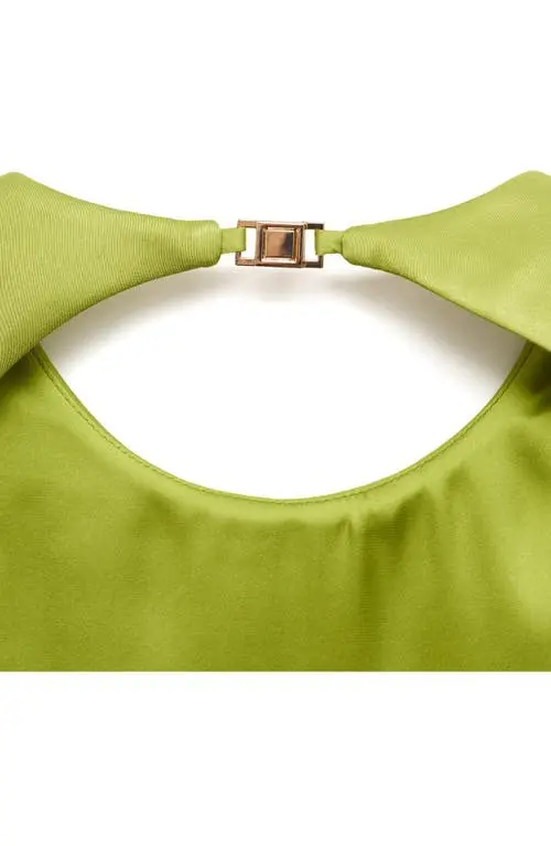 Mango Open Back Long Sleeve Satin Mini Dress In Lime Green - 55% Off |  Editorialist