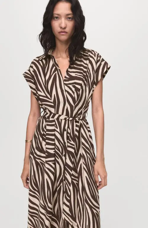 Mango Printed Tie-waist Shirtdress