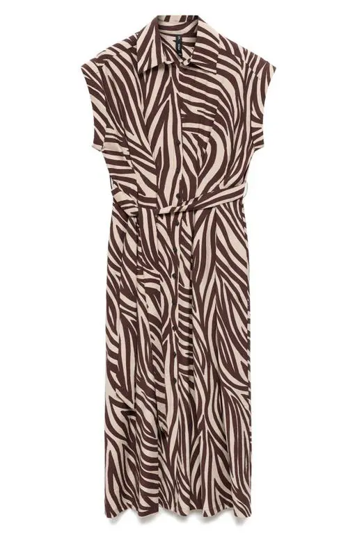 Mango Printed Tie-waist Shirtdress