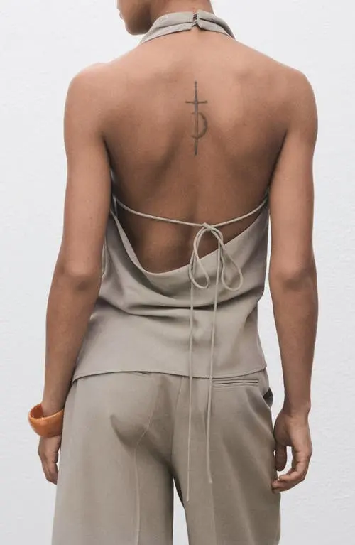 Mango Asymmetric Open Back Halter Top