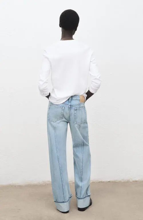 Mango Cuffed Seamed Wide-leg Jeans