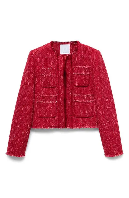 Mango Frayed Tweed Jacket
