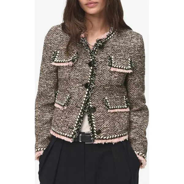 Mango Button-front Tweed Jacket